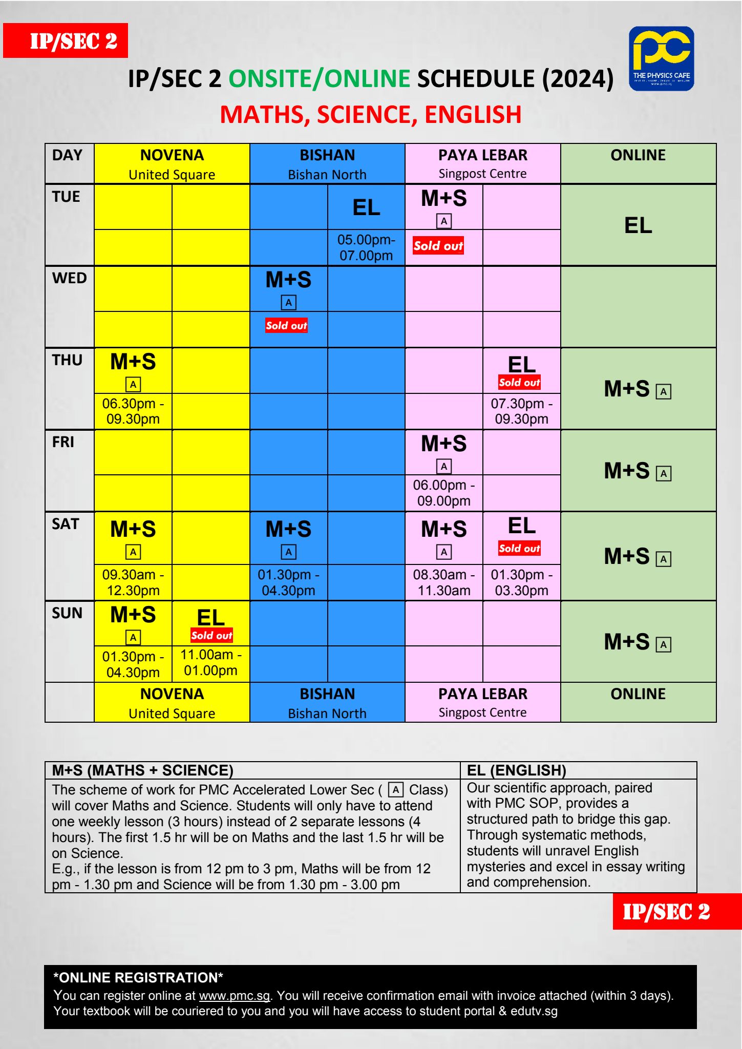 2024 Onsite Weekly Classes Schedule (Physics, Maths, Chemistry, English ...